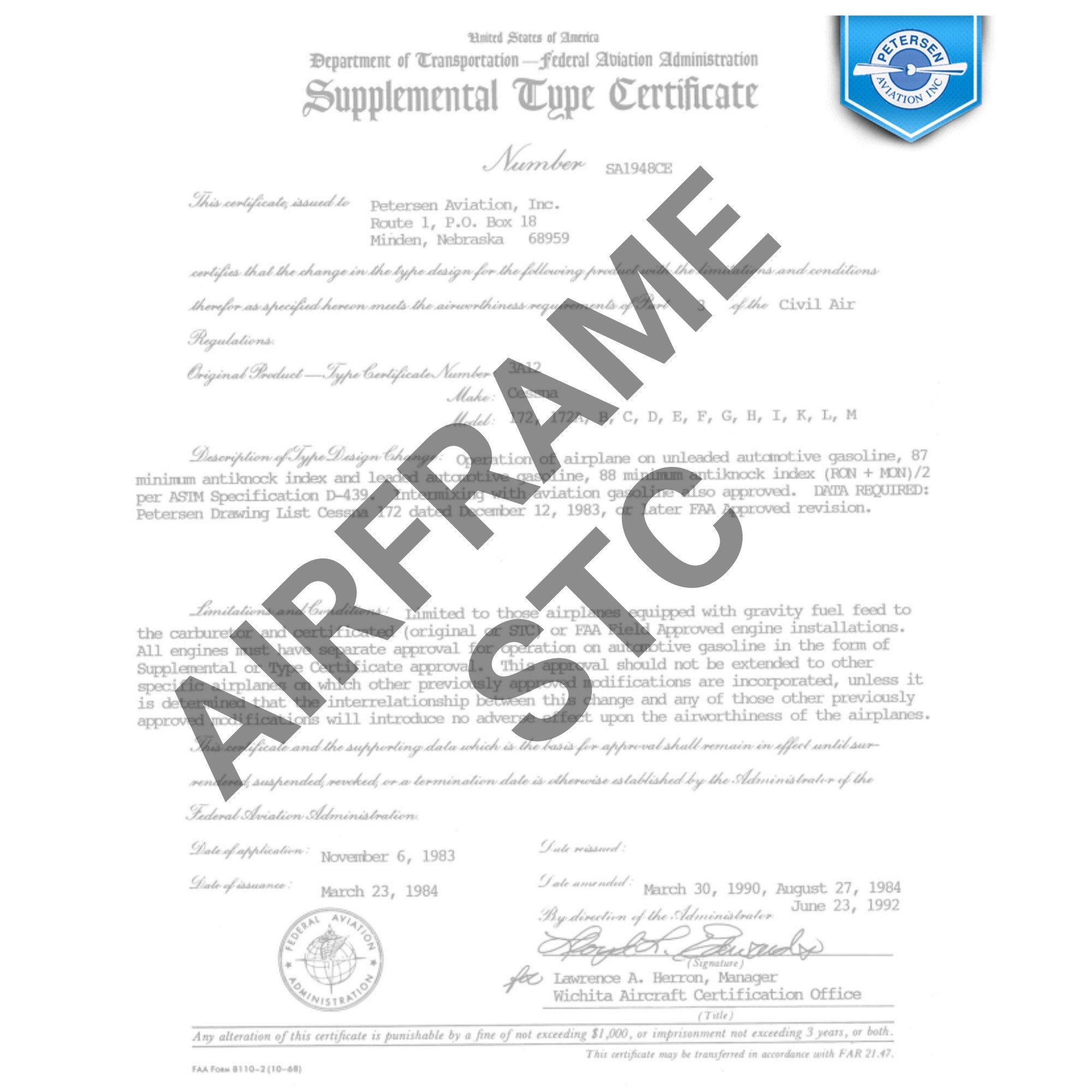 Airframe Mogas STCs – Petersen Aviation